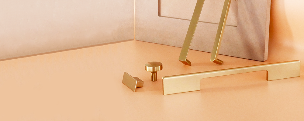 Brushed Brass Gold Handle Collection | Pomelli Designs Cabinet Hardware